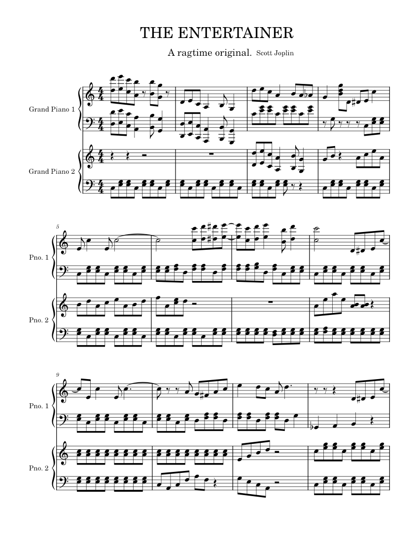 The entertainer – Scott Joplin The Entertainer - Scott Joplin Sheet ...