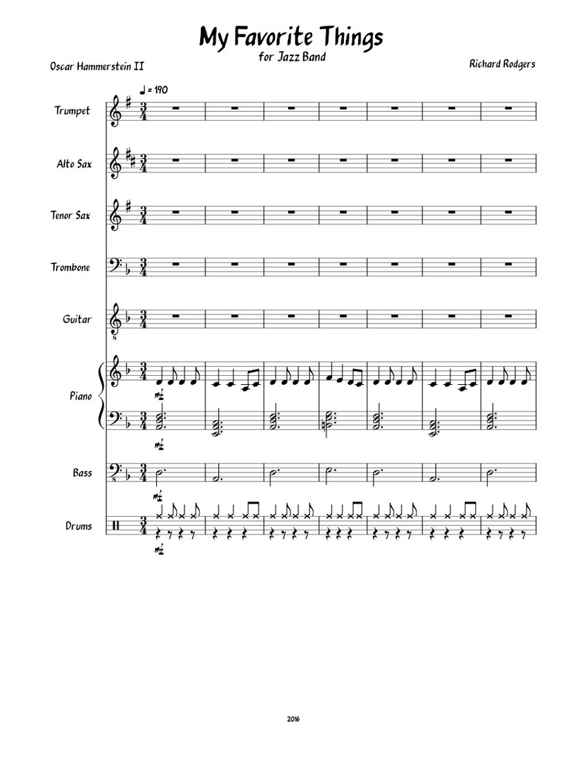 My Favorite Things Sheet music for Piano, Trumpet (In B Flat), Trombone ...