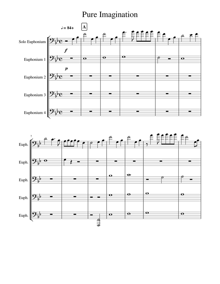 Pure Imagination Sheet music for Euphonium (Mixed Quintet) | Musescore.com