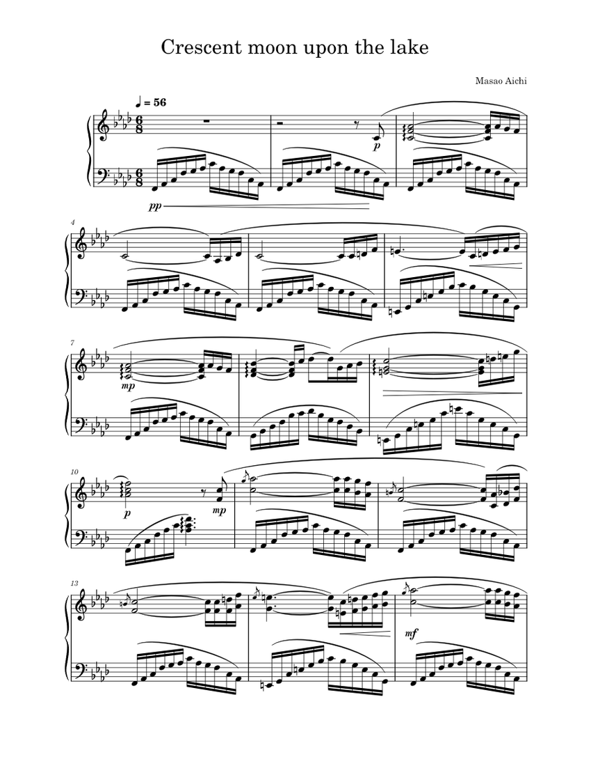 Crescent moon upon the lake Sheet music for Piano (Solo) | Musescore.com
