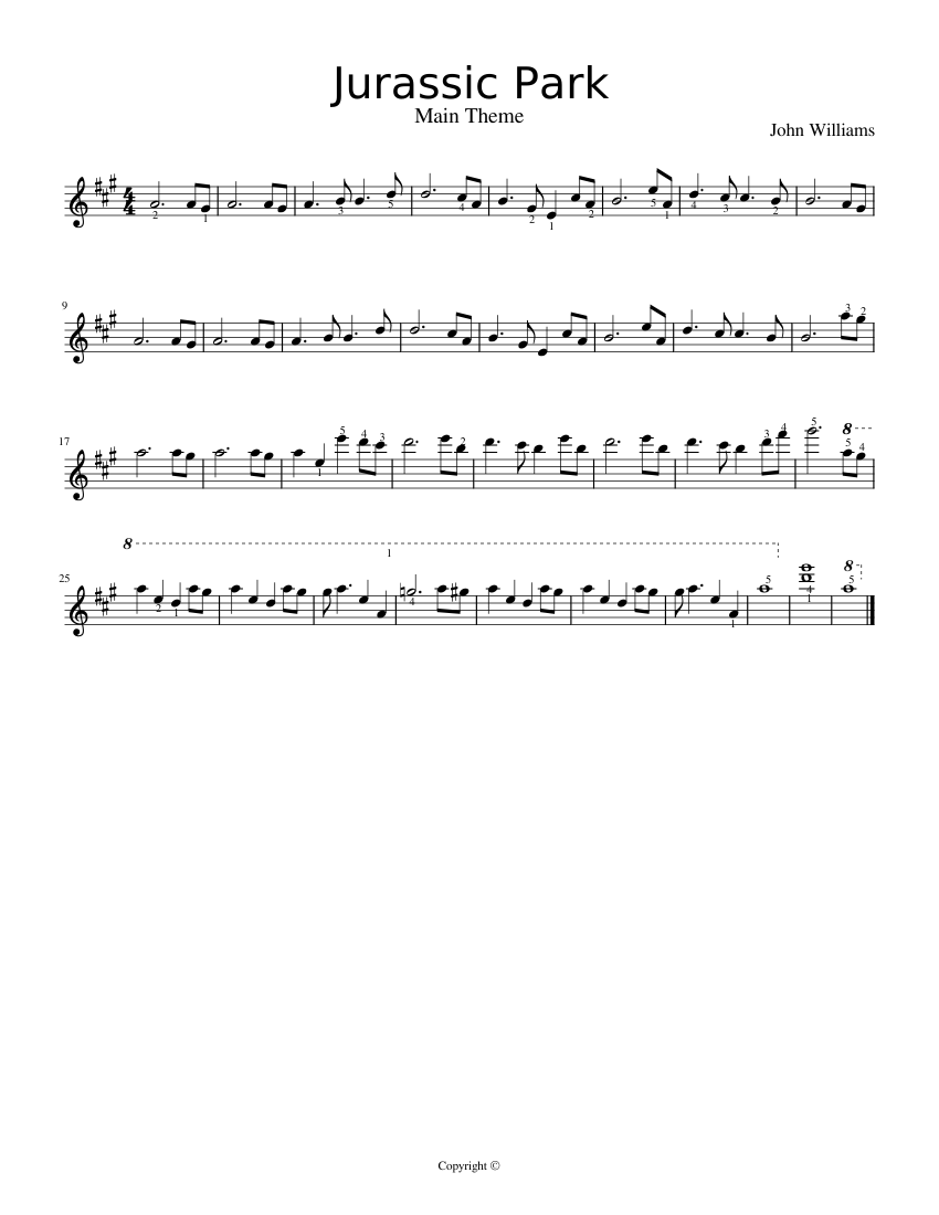 Jurassic Park saxofon Sheet music for Saxophone alto (Solo) | Musescore.com