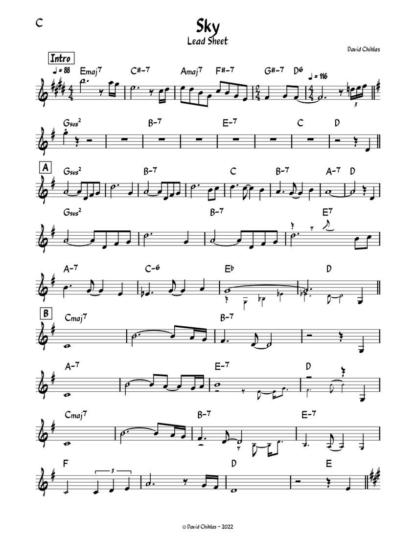 Sky - David Chihlas Sheet music for Piano (Solo) Easy | Musescore.com