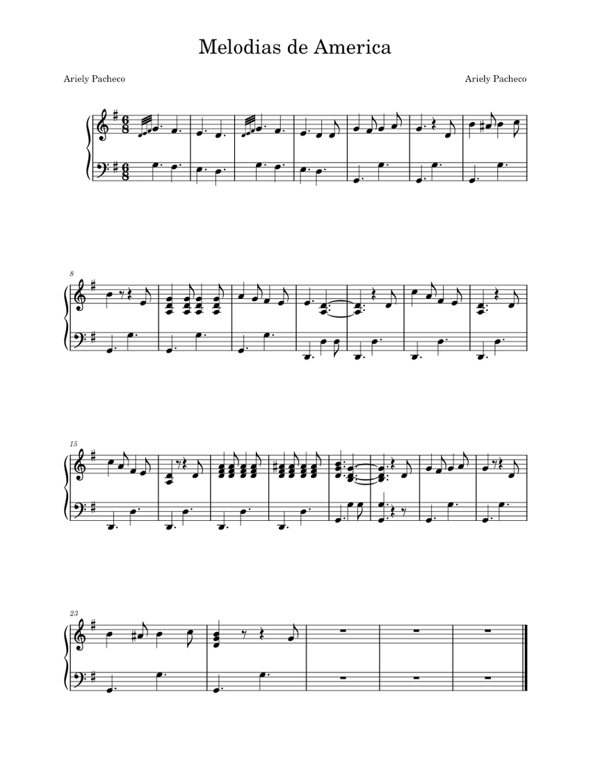Tres Melodías – Daniel Gottlob Türk Melodias de America Ariely Pacheco Sheet music for Piano ...