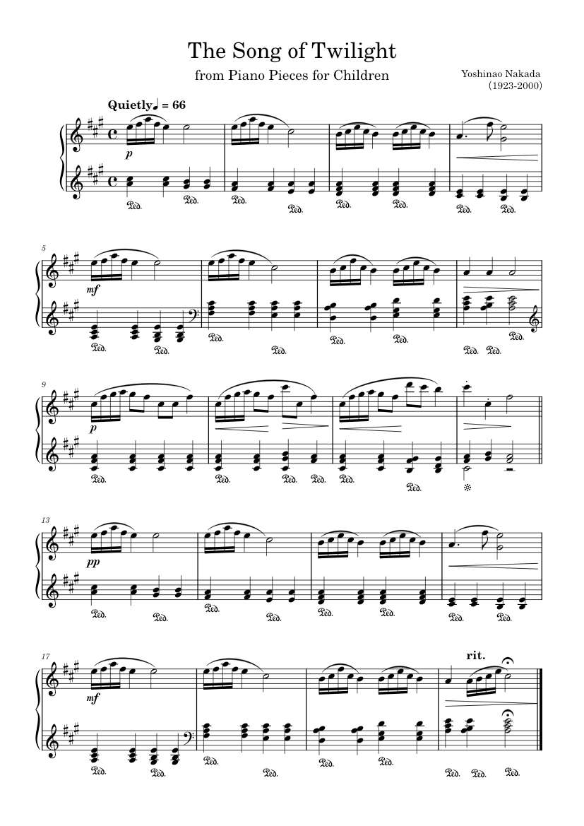 The Song of Twilight – Yoshinao Nakada The Song of Twilight Sheet music for Piano (Solo) Easy ...