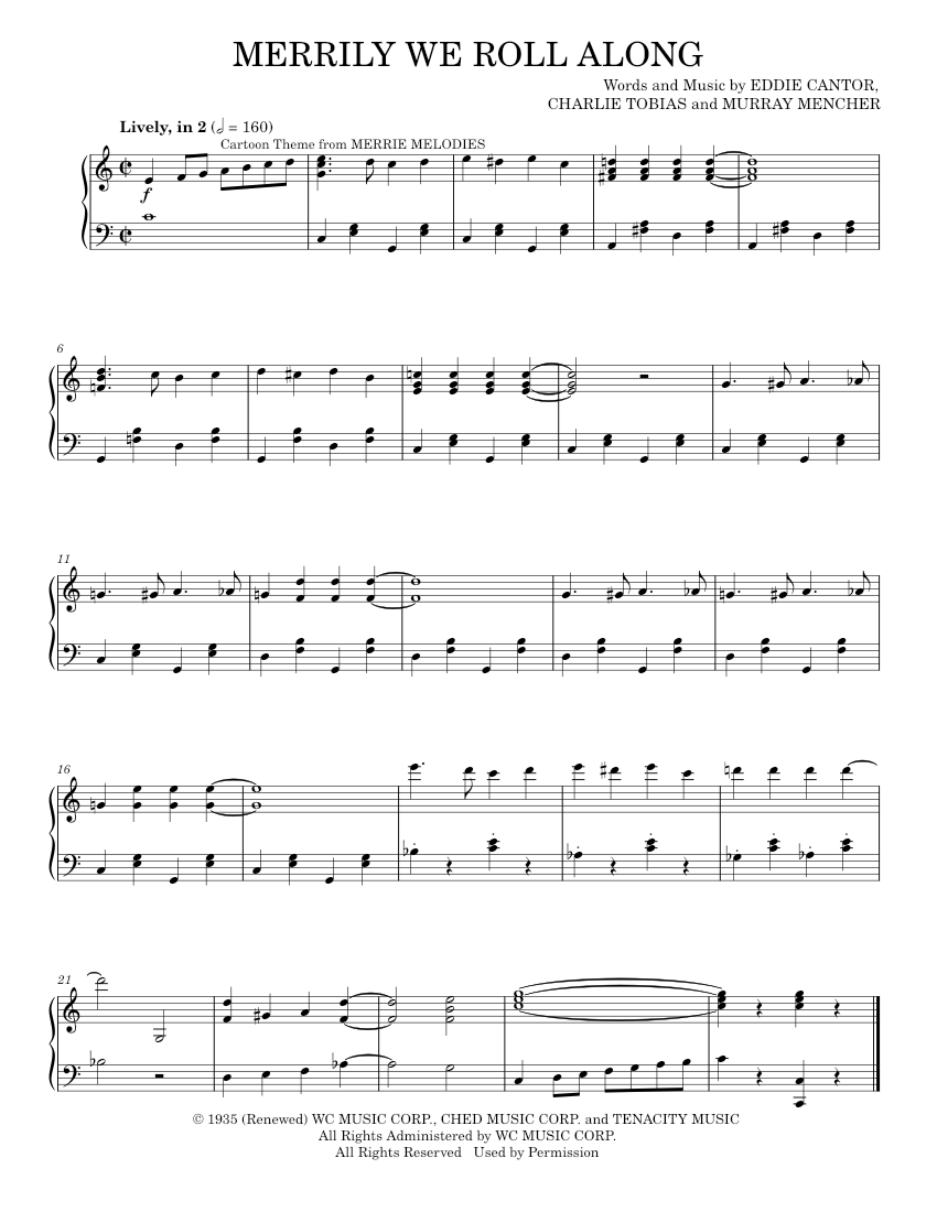 Play Official version of Merrily We Roll Along Sheet Music by Stephen ...
