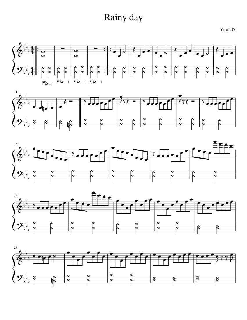 Rainy day Sheet music for Piano (Solo) Easy | Musescore.com