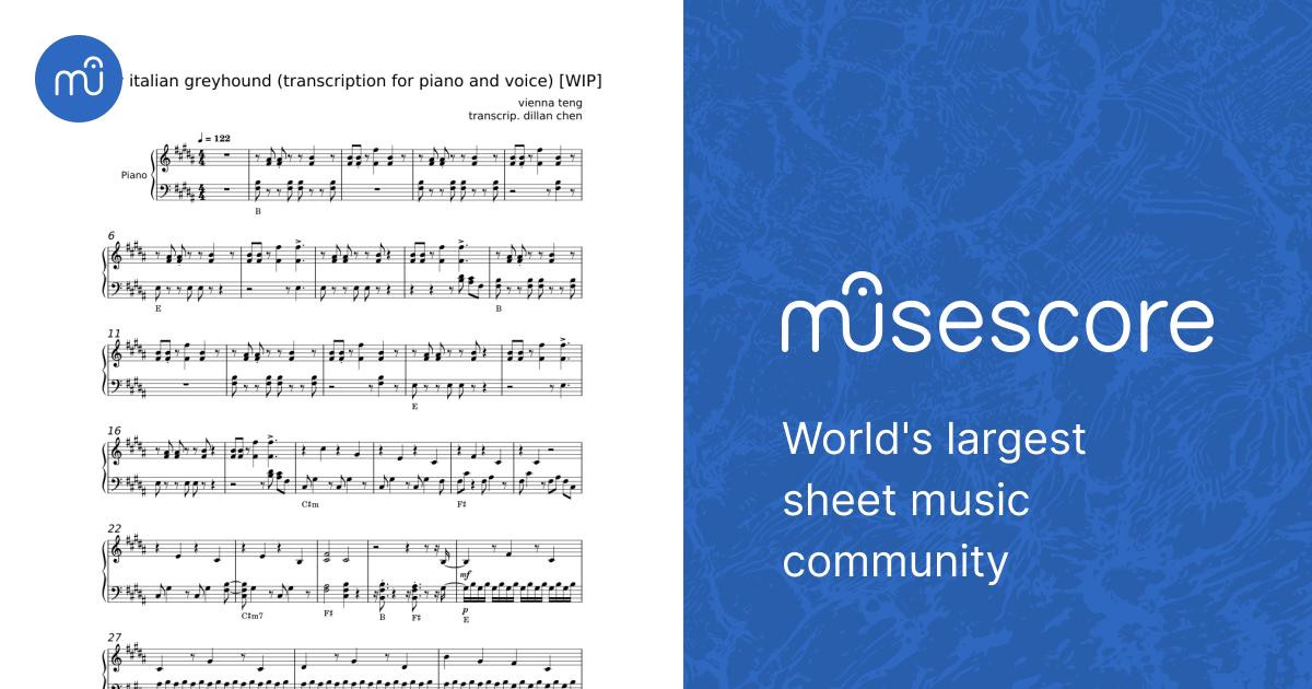 Stray italian greyhound - Vienna Teng Sheet music for Piano (Solo) | Musescore.com