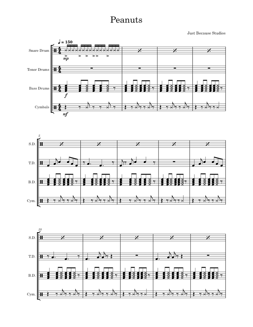 Peanuts - linus and lucy – Misc Cartoons Sheet music for Snare drum ...