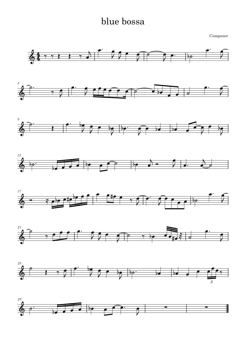 Blue bossa – Kenny Dorham prova trascr blue bossa mintzer Sheet music ...