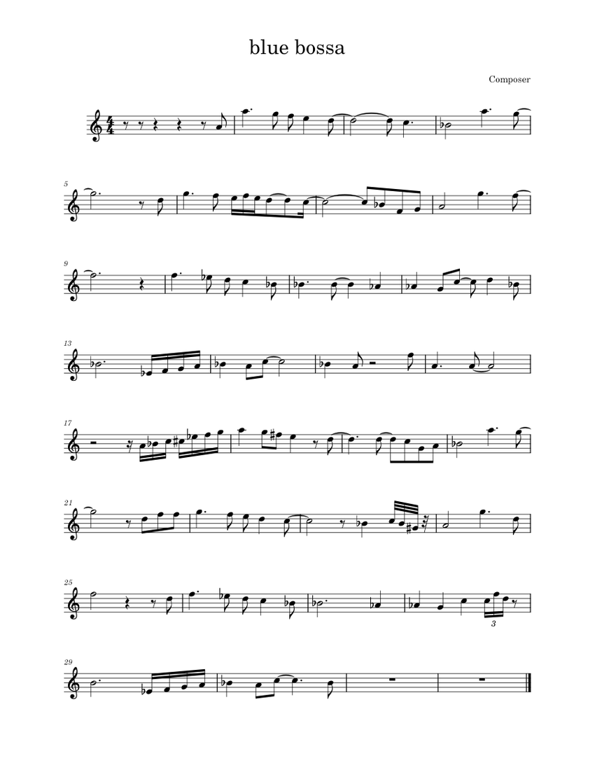 Blue bossa – Kenny Dorham prova trascr blue bossa mintzer Sheet music ...