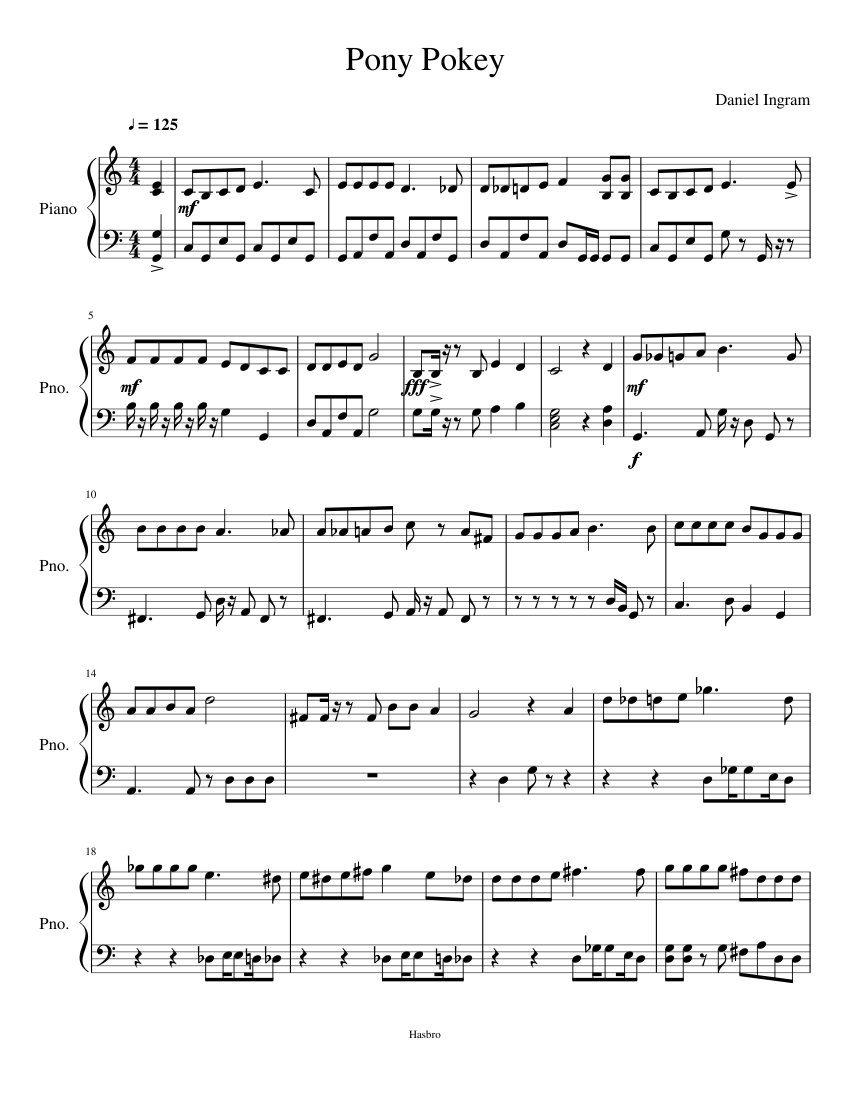 Pony Pokey (WIP) Sheet music for Piano, Organ (Mixed Duet) | Musescore.com