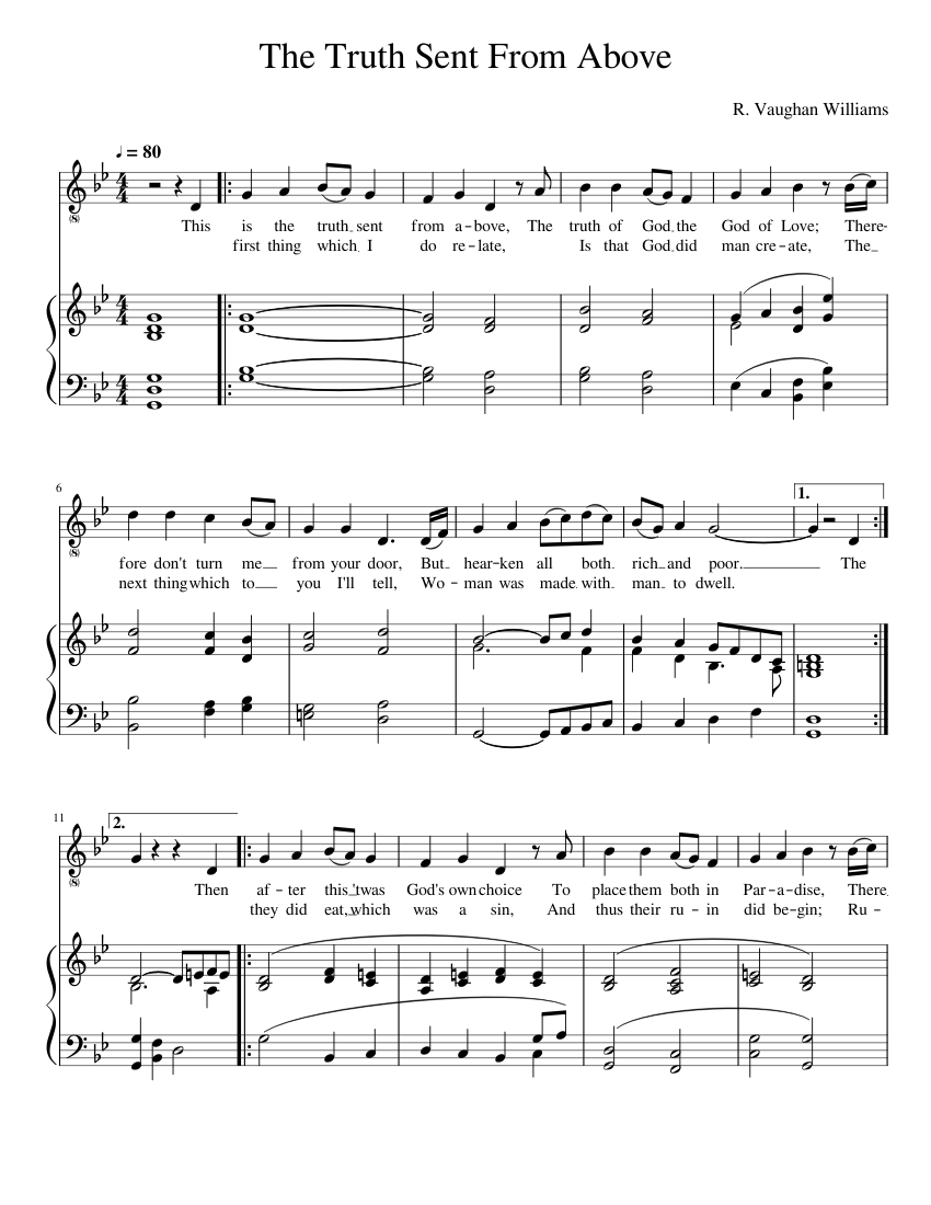 The Truth Sent From Above Sheet music for Piano, Vocals (Piano-Voice ...