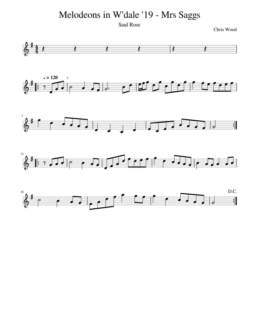 Melodeons in Wensleydale '19 - Mrs Saggs Sheet music for Piano (Solo ...