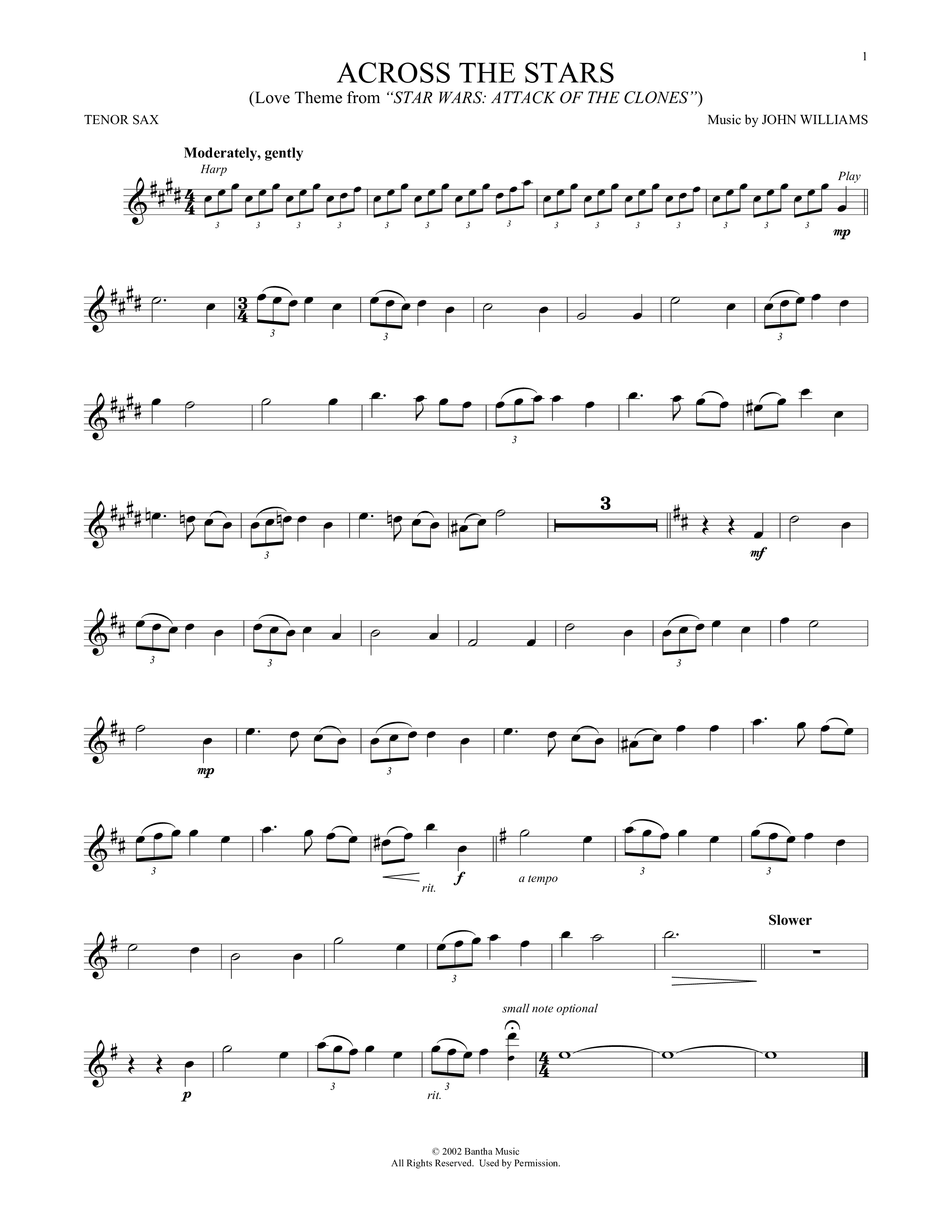 Play Official version of Across the stars Sheet Music by John Williams ...