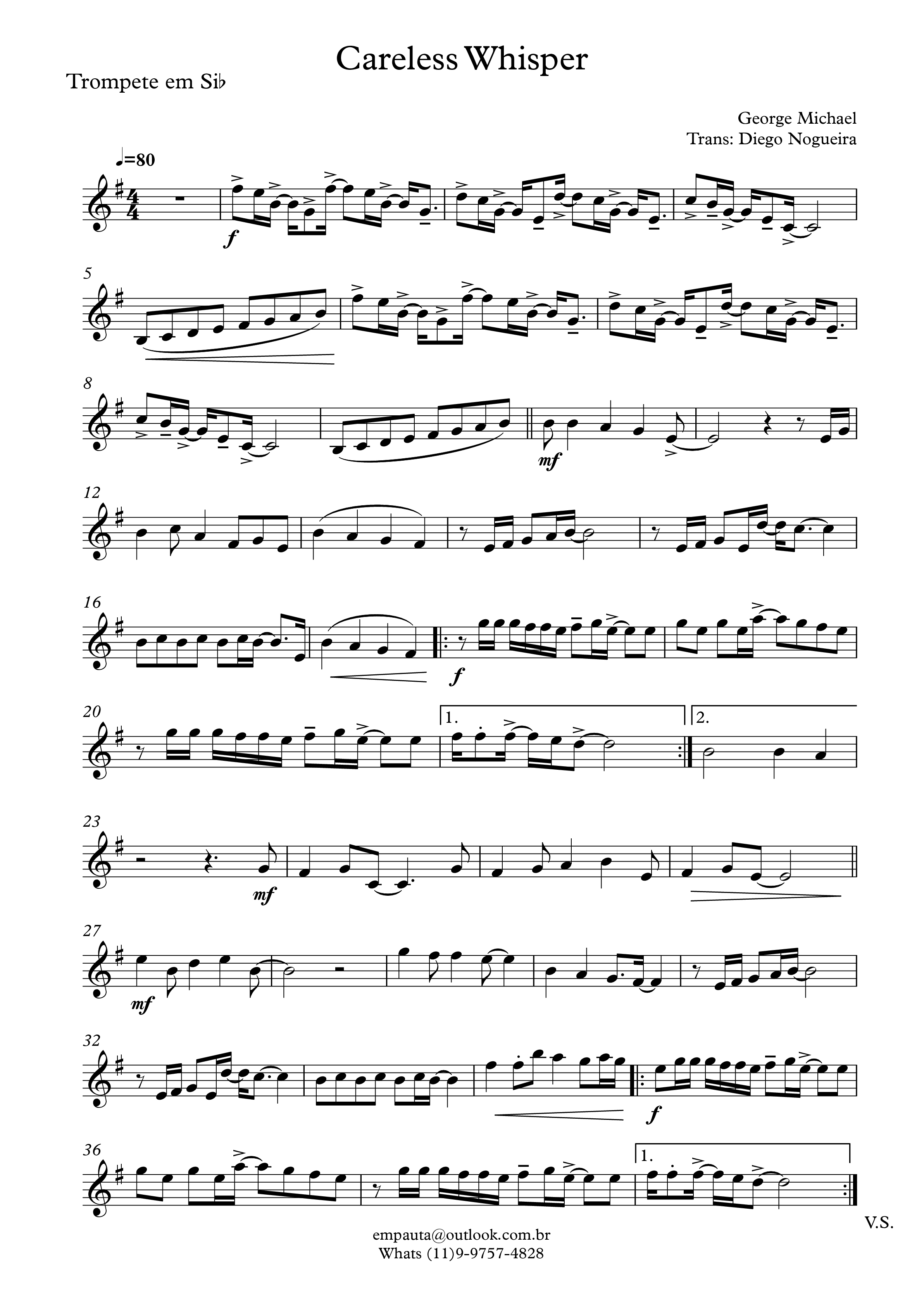 Play Official version of Careless Whisper Sheet Music by George Michael ...