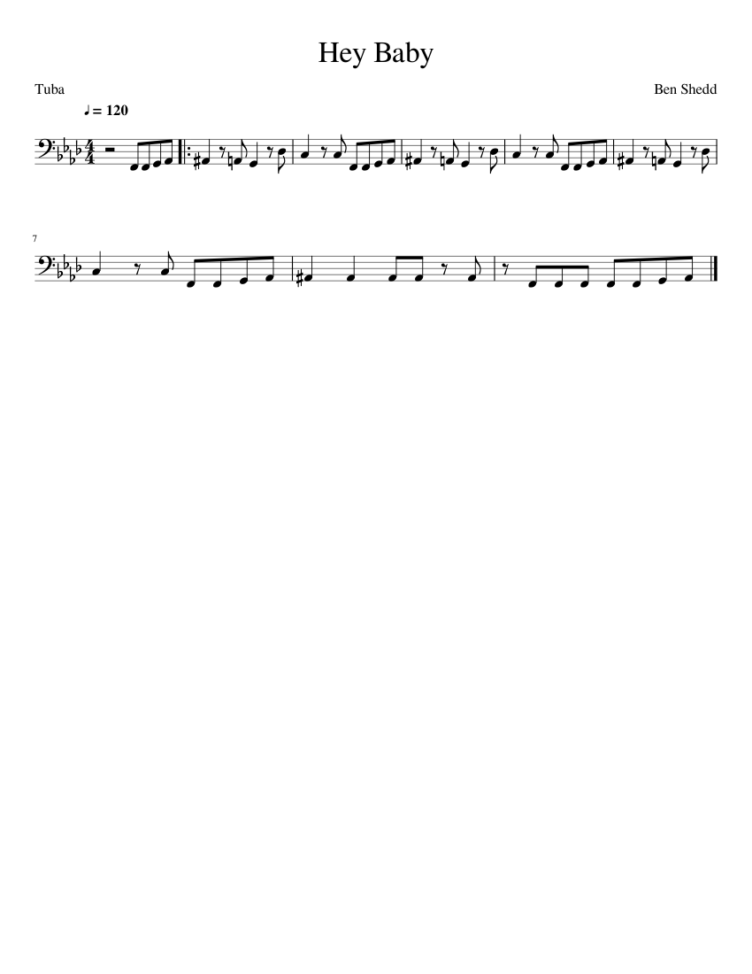 Hey Baby Sheet music for Piano (Solo) | Download and print in PDF or ...
