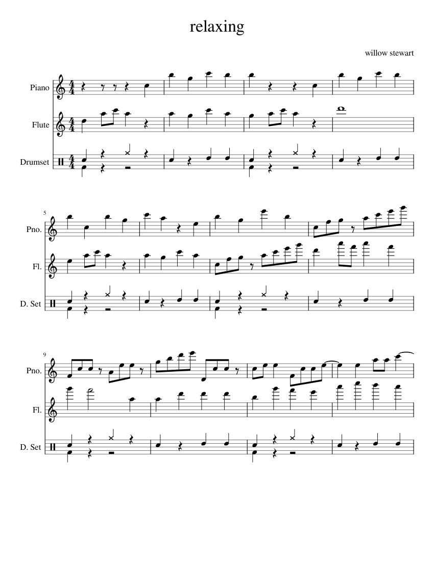 relaxing Sheet music for Piano, Flute, Drum group (Mixed Trio ...