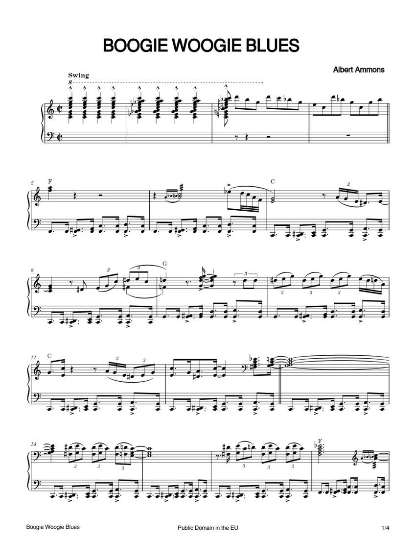 Boogie Woogie Blues – Albert Ammons Sheet music for Piano (Solo ...