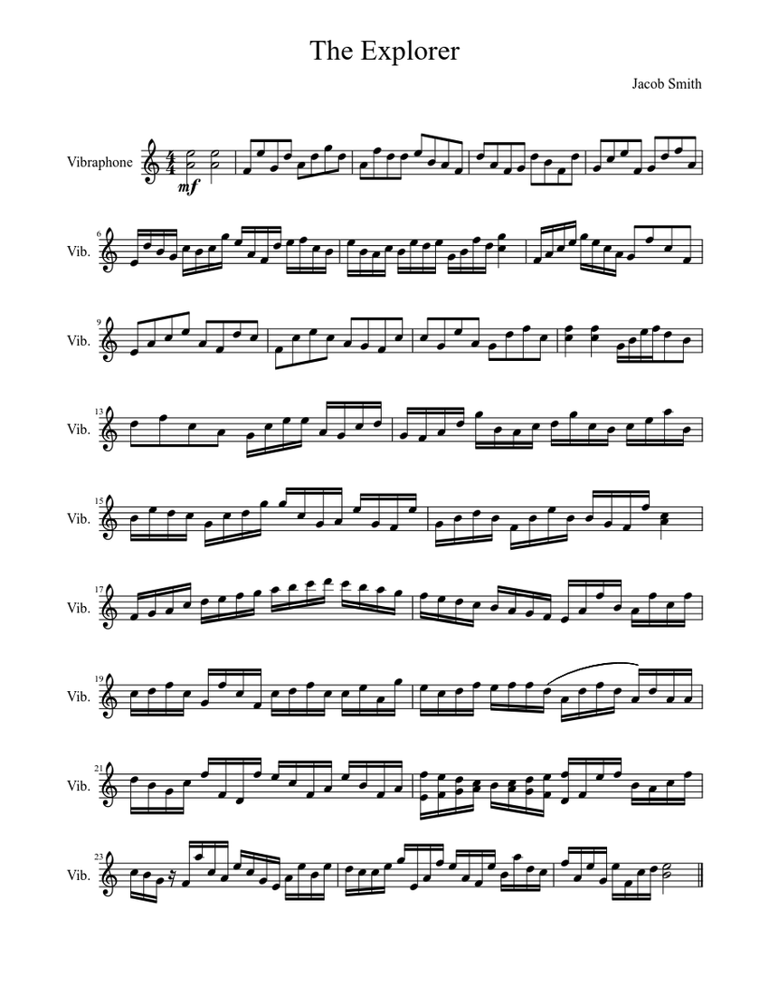 The Explorer Sheet music for Vibraphone (Solo) | Musescore.com
