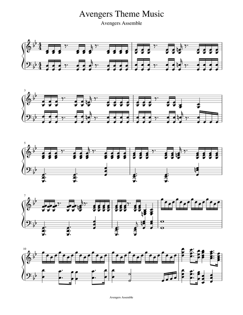 Avengers Theme Music Sheet music for Piano (Solo) | Musescore.com