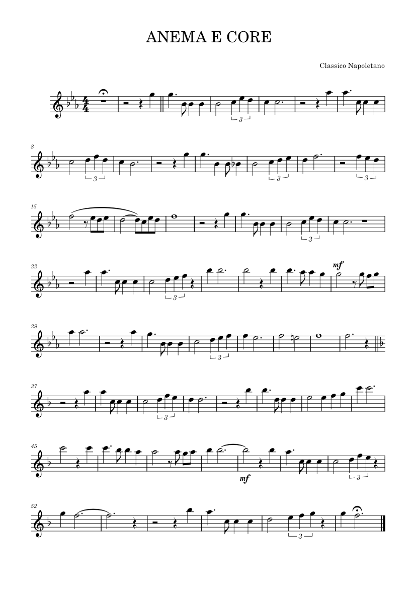 ANEMA E CORE.mscz Sheet music for Voice (other) (Solo) Easy | Musescore.com