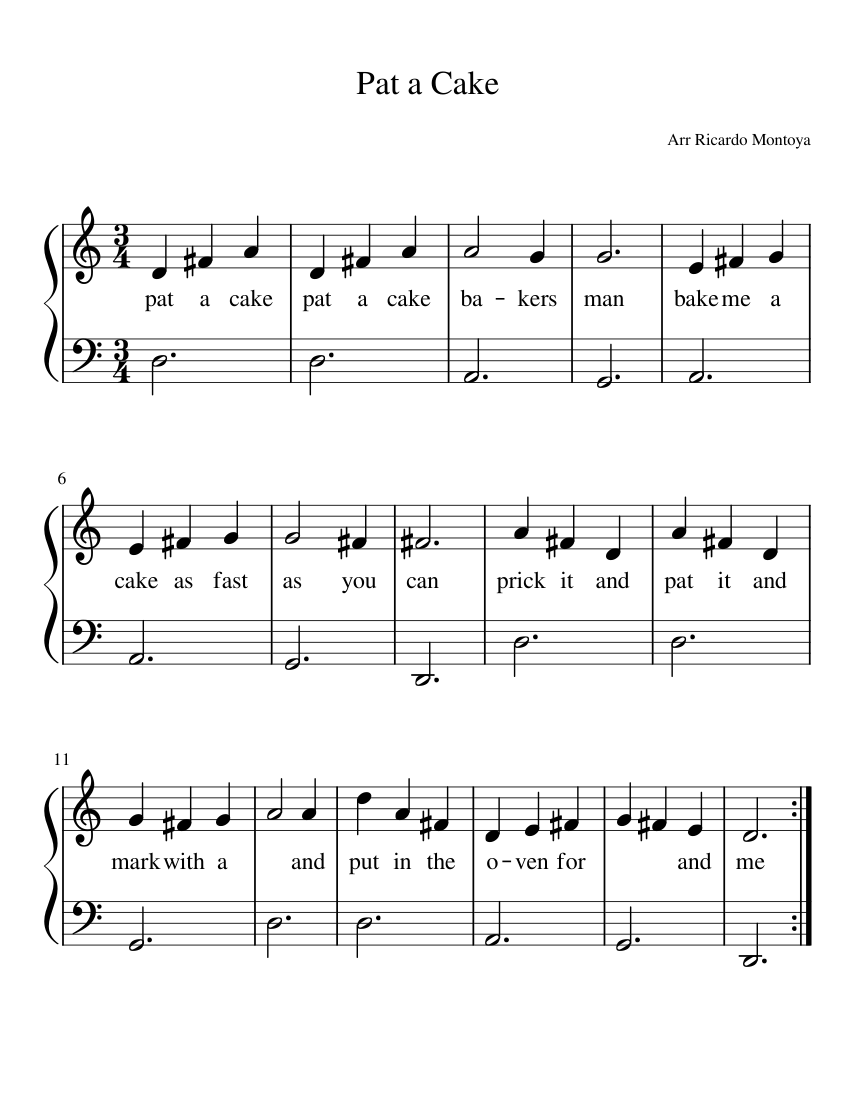 Pat a Cake Sheet music for Piano (Solo) | Musescore.com
