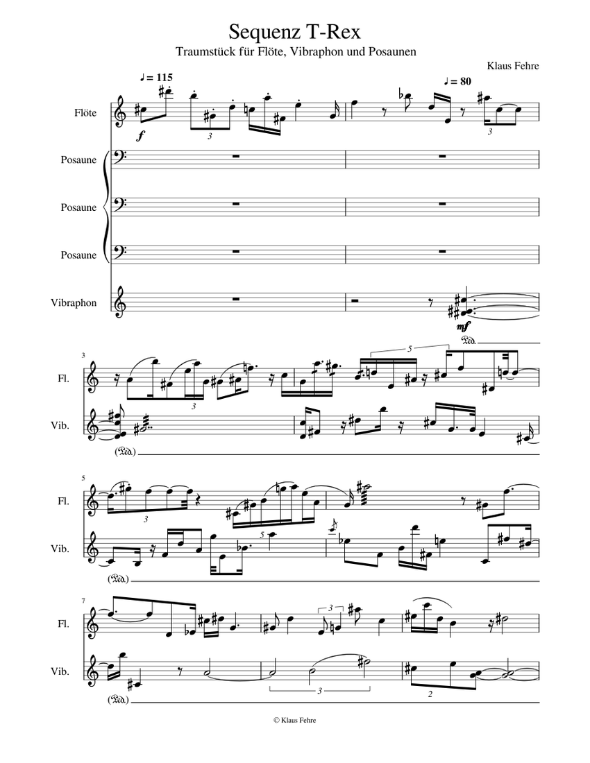 Sequenz T-Rex Sheet music for Trombone, Flute, Vibraphone (Mixed ...