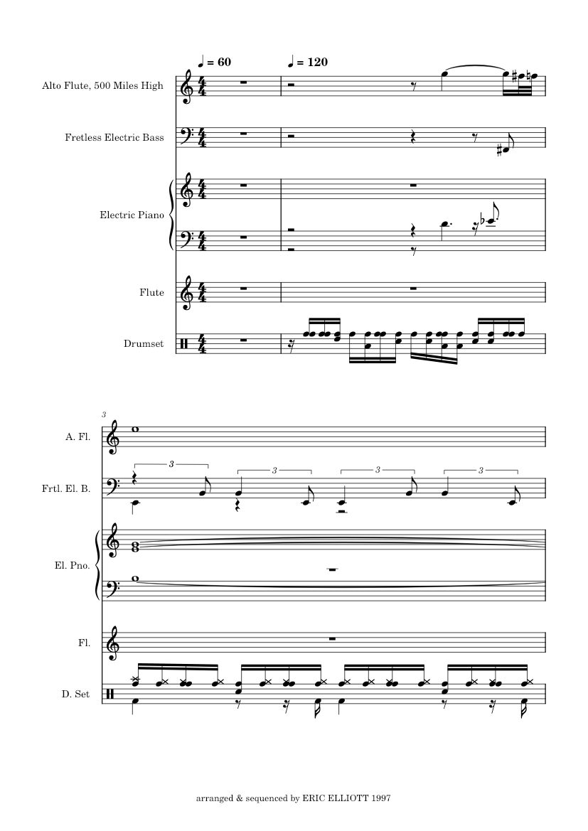 500 miles high-Chick-Corea ee Sheet music for Piano, Flute, Bass guitar ...