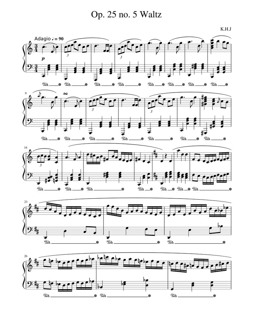 Op. 25 no. 5 Waltz in C major Sheet music for Piano (Solo) | Musescore.com
