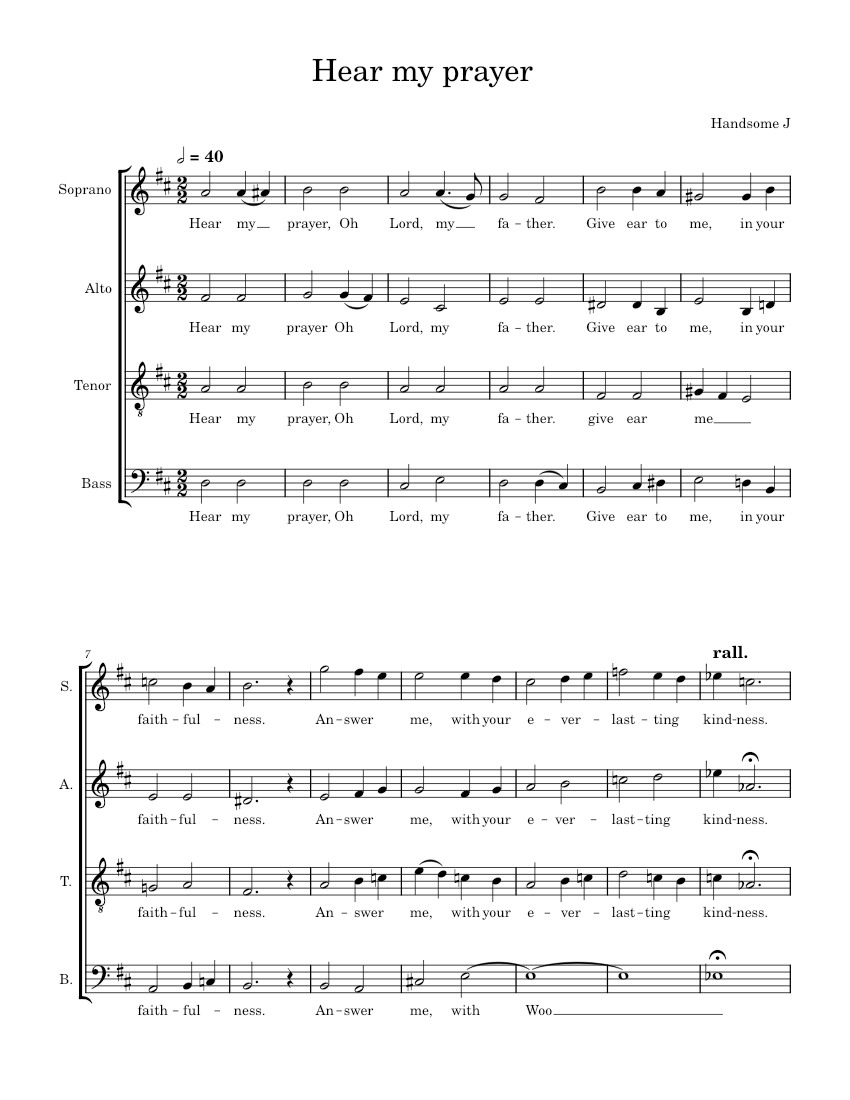 Hear my prayer (hymn) Sheet music for Bass guitar, Synthesizer (SATB ...