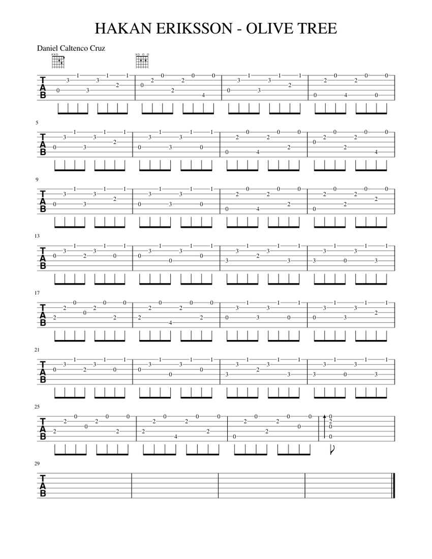 HAKAN ERIKSSON - OLIVE TREE Sheet music for Guitar (Solo) | Download ...
