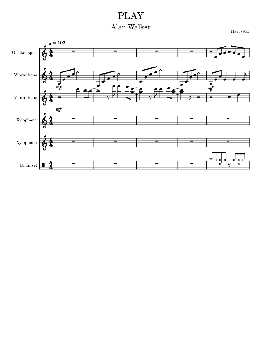 PLAY Sheet music for Vibraphone, Glockenspiel, Drum group, Xylophone (Percussion Ensemble ...