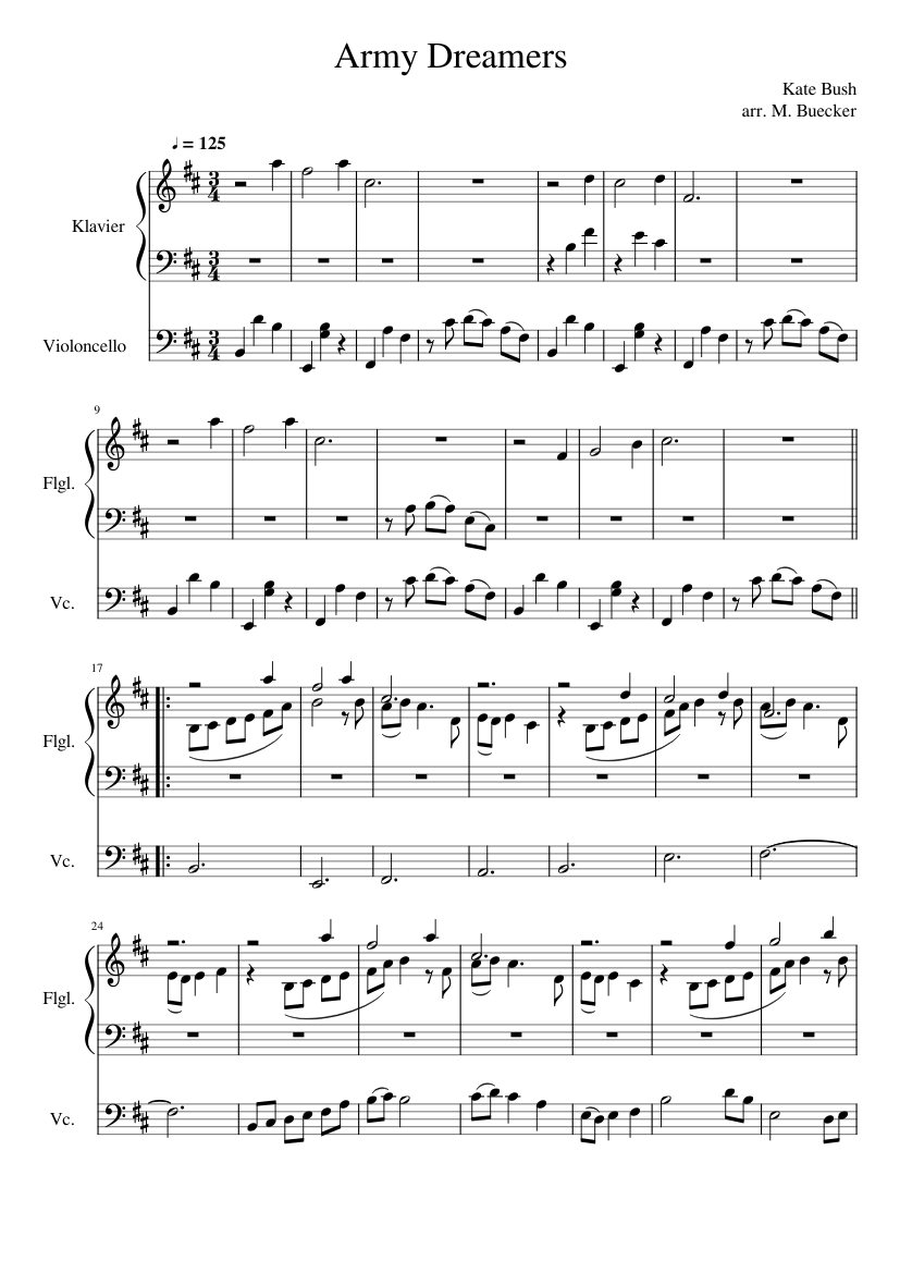 Army Dreamers Sheet music for Piano, Cello (Solo) | Musescore.com