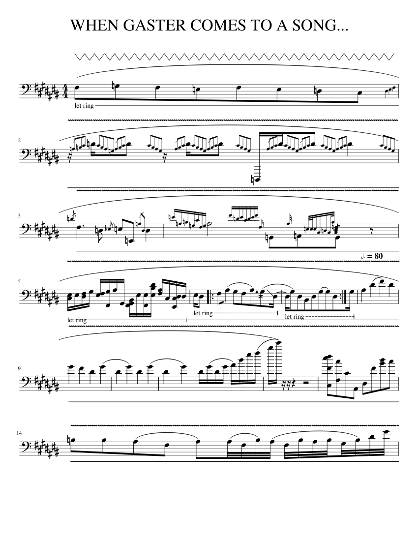 WHEN GASTER COMES TO A Piece... Sheet music for Piano (Solo) Easy ...