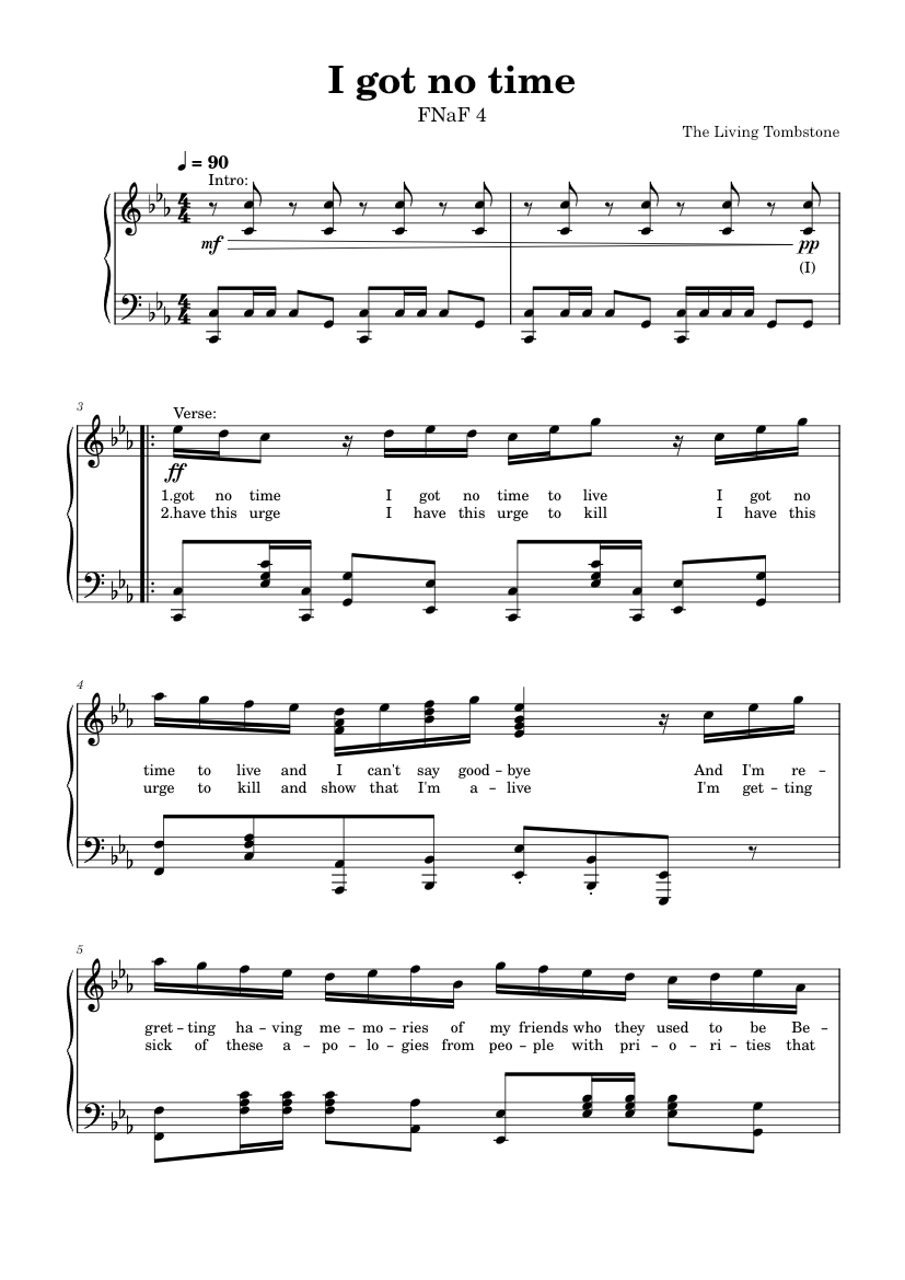 I got no time – The Living Tombstone Sheet Music for Piano (Solo ...