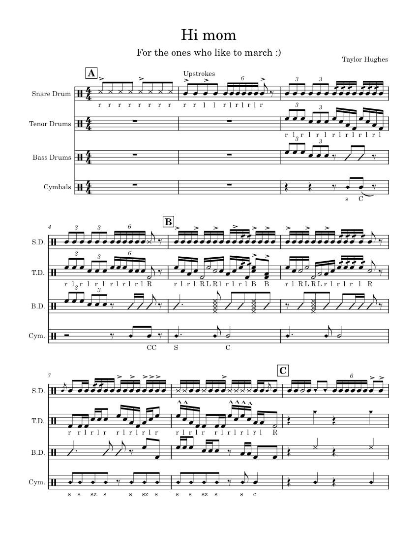 Hi Mom Sheet music for Tuba, Synthesizer, Trumpet other (Drum Corps ...