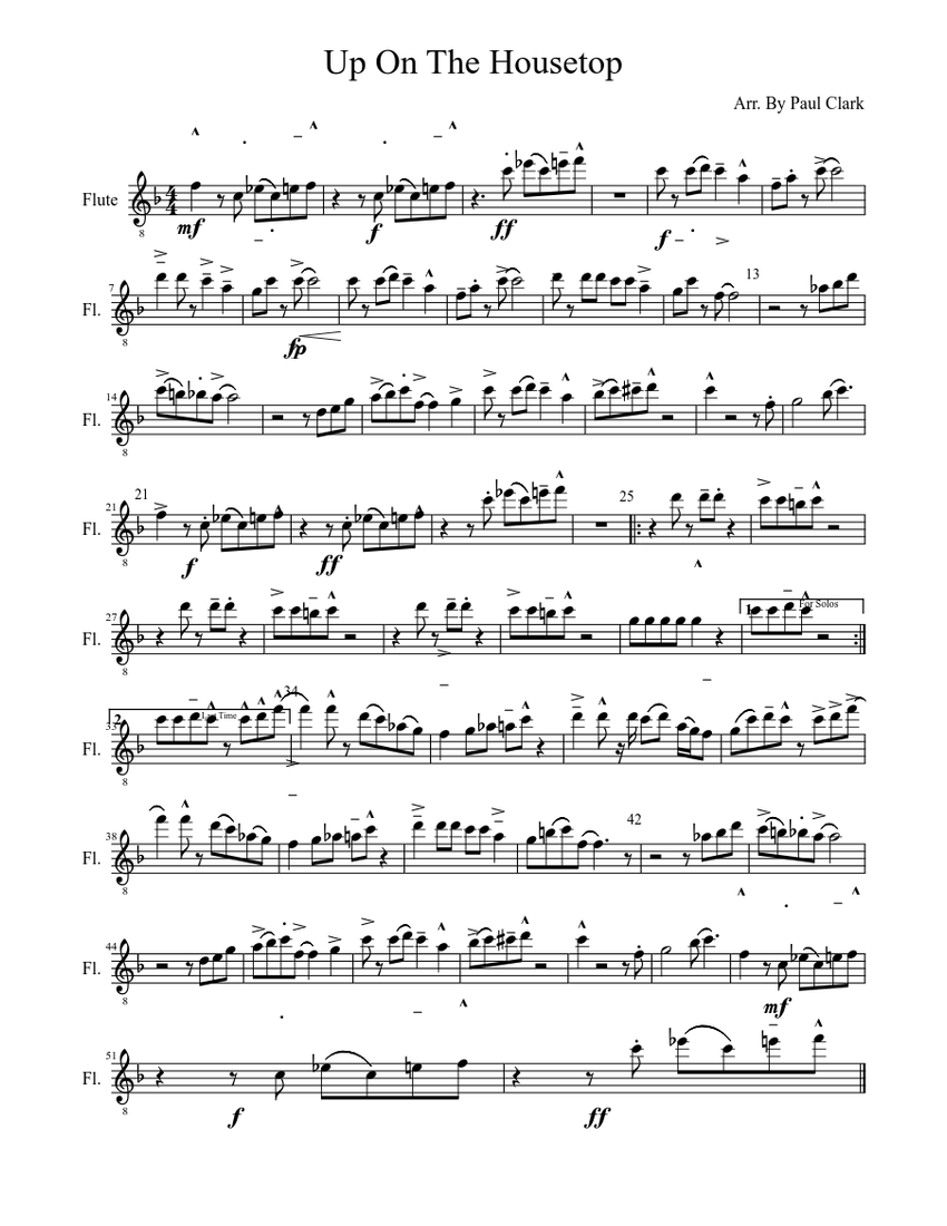 Up On The Housetop Flute - piano tutorial