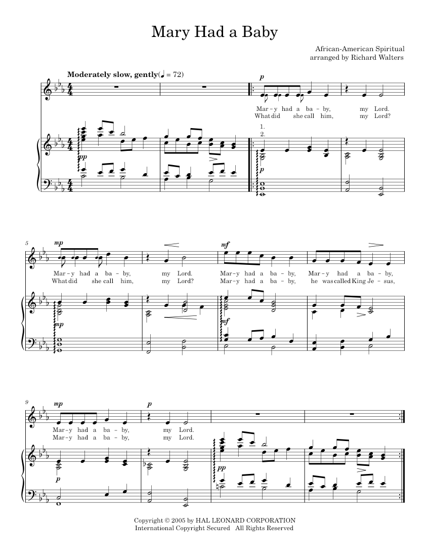 Play Official version of Mary Had A Baby sheet music by Misc ...
