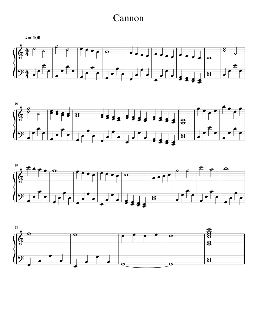 Cannon Sheet music for Piano (Solo) | Download and print in PDF or MIDI ...