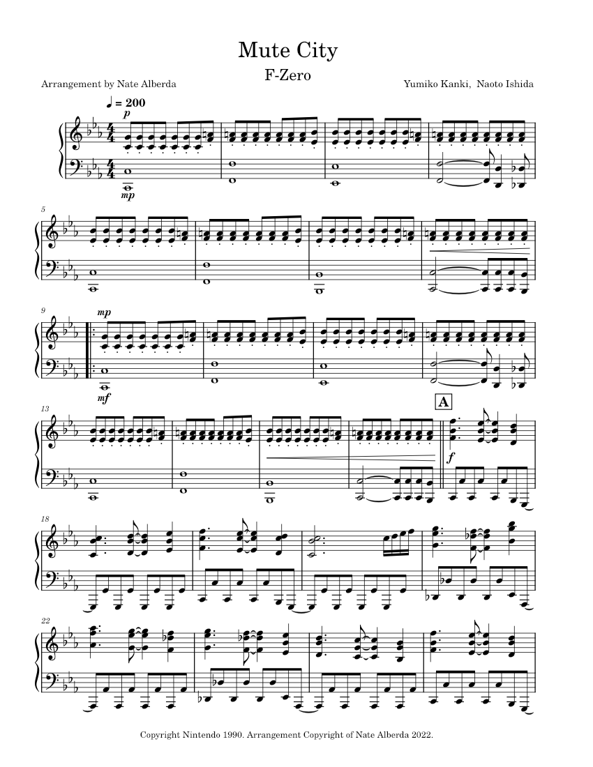 Mute City - F-Zero Sheet music for Piano (Solo) | Musescore.com