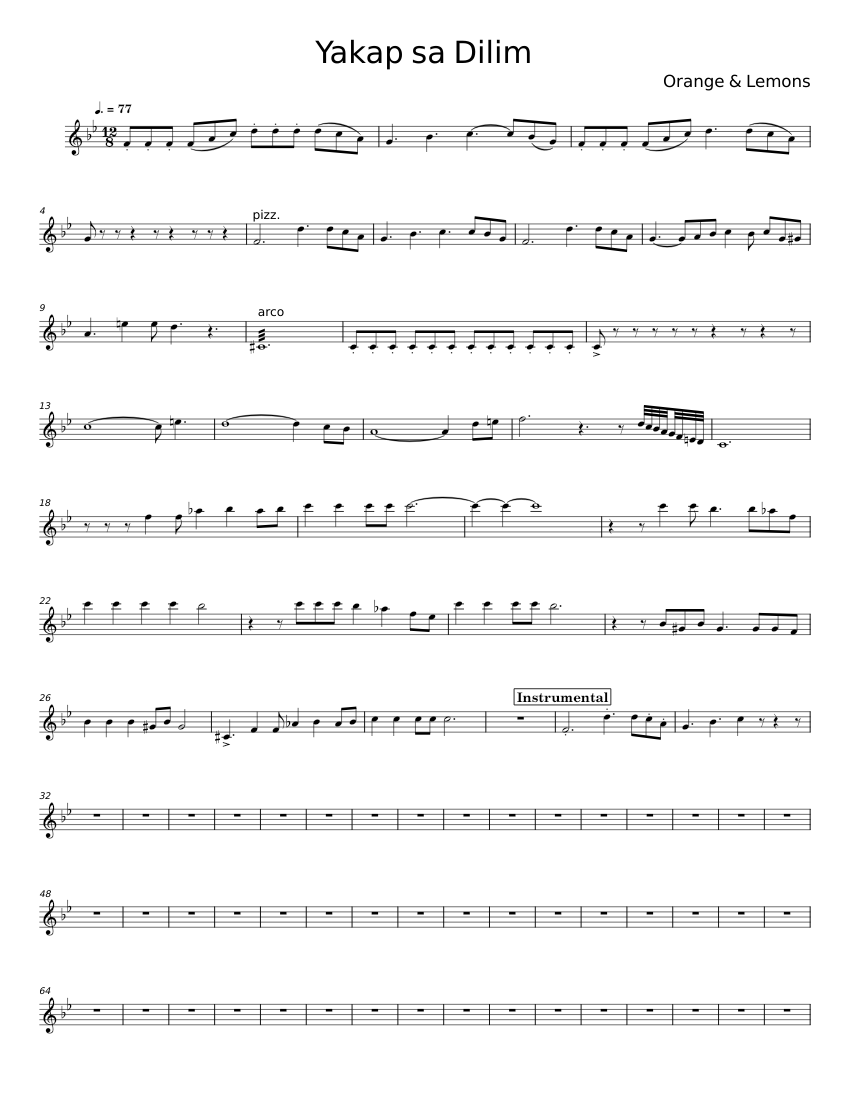 Yakap sa dilim - Orange and Lemons Sheet Music for Piano (Solo) easy ...