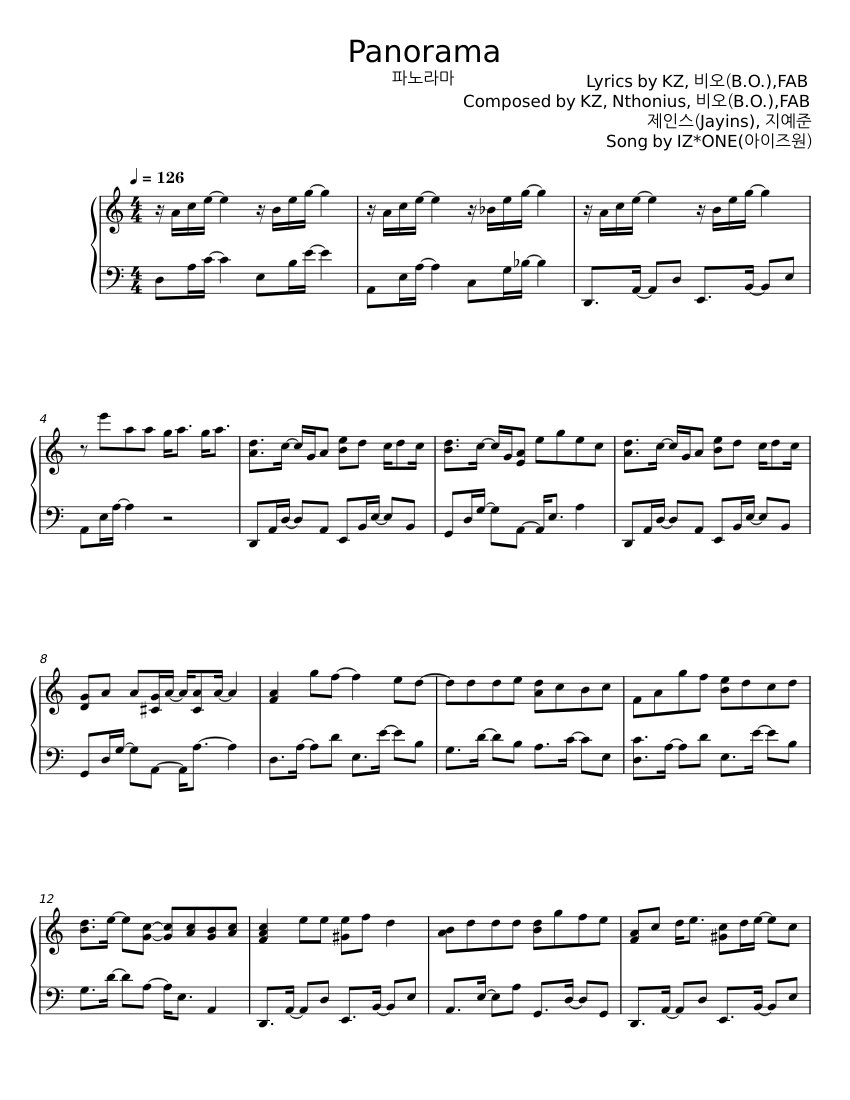 파노라마(Panorama) - KZ, Nthonius, , KYRIELLE, 제인스 지예준 Sheet Music for ...