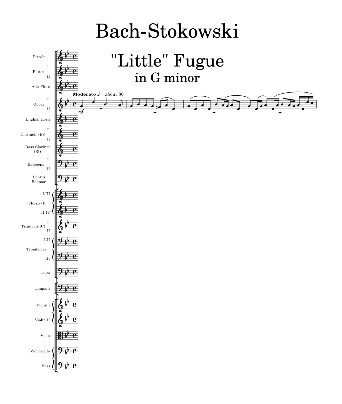Fugue in G minor [Bach-Stokowski] Sheet Music for Trombone, Tuba, Flute ...