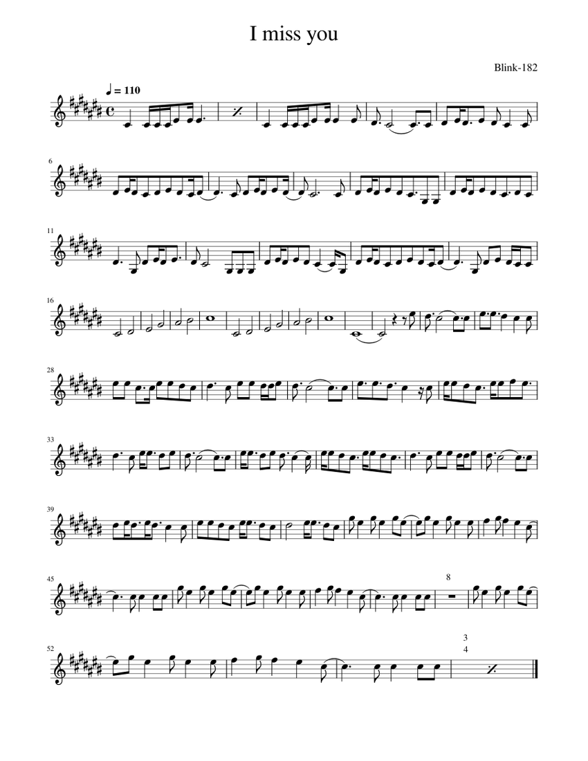 I miss you - Blink 182 Sheet music for Trumpet in b-flat (Solo ...
