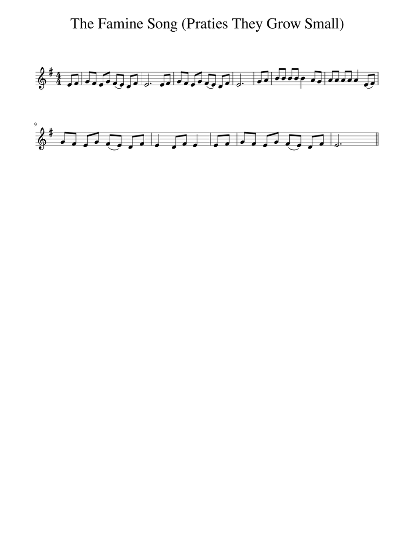 The Famine Song (Praties They Grow Small) Sheet music for Piano (Solo ...