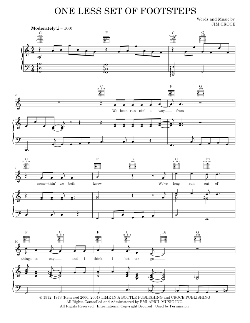 Play Official version of One less set of footsteps sheet music by Jim ...