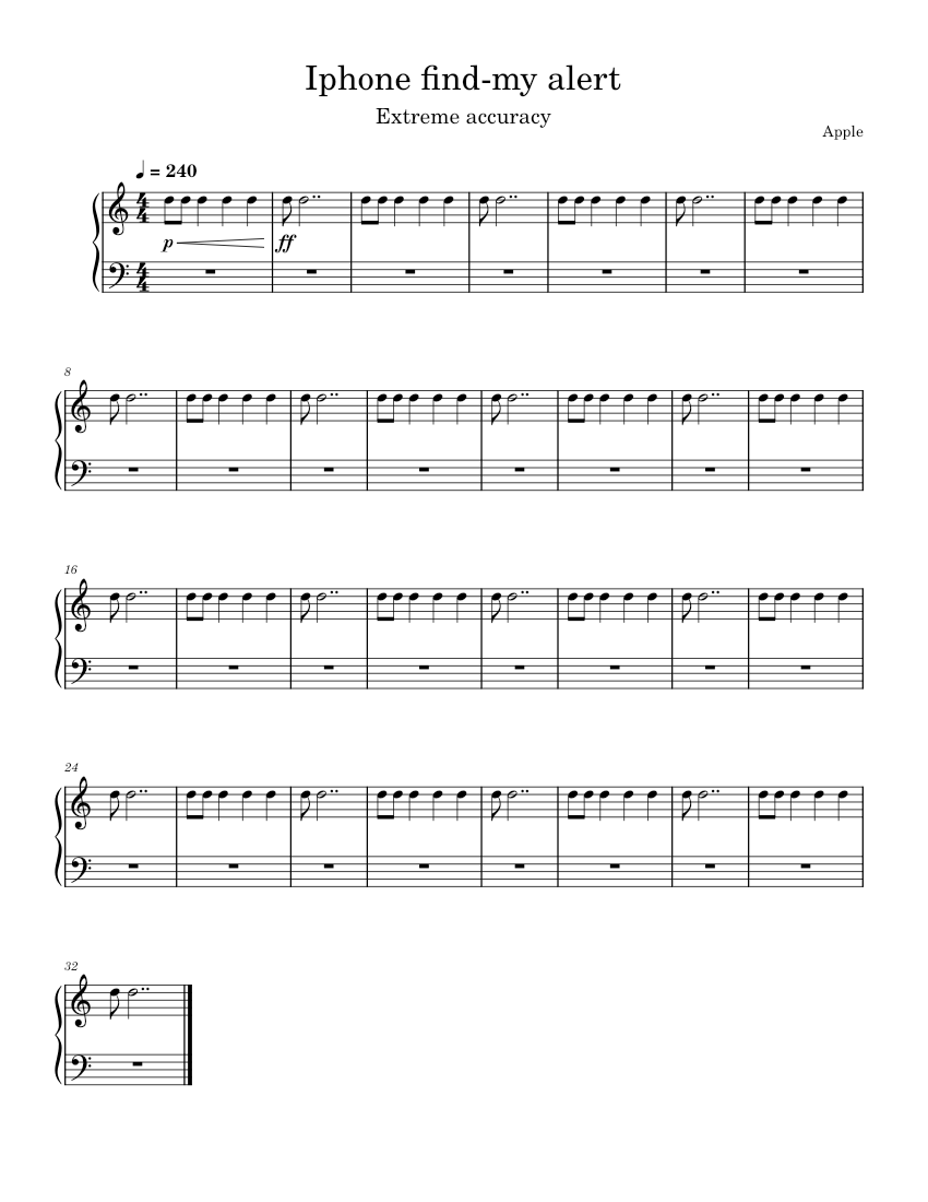 Iphone find-my alert – bubbajax711 Sheet music for Piano (Solo) Easy ...