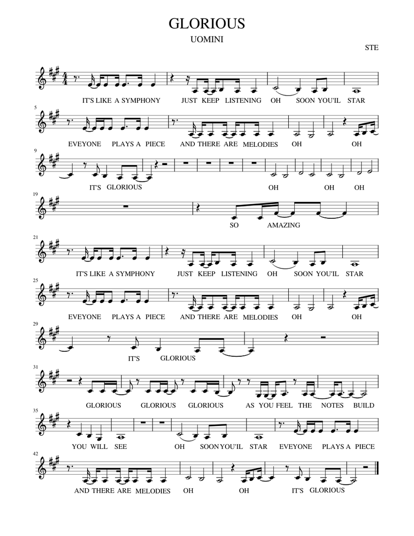 GLORIOUS Sheet music for Piano (Solo) | Musescore.com