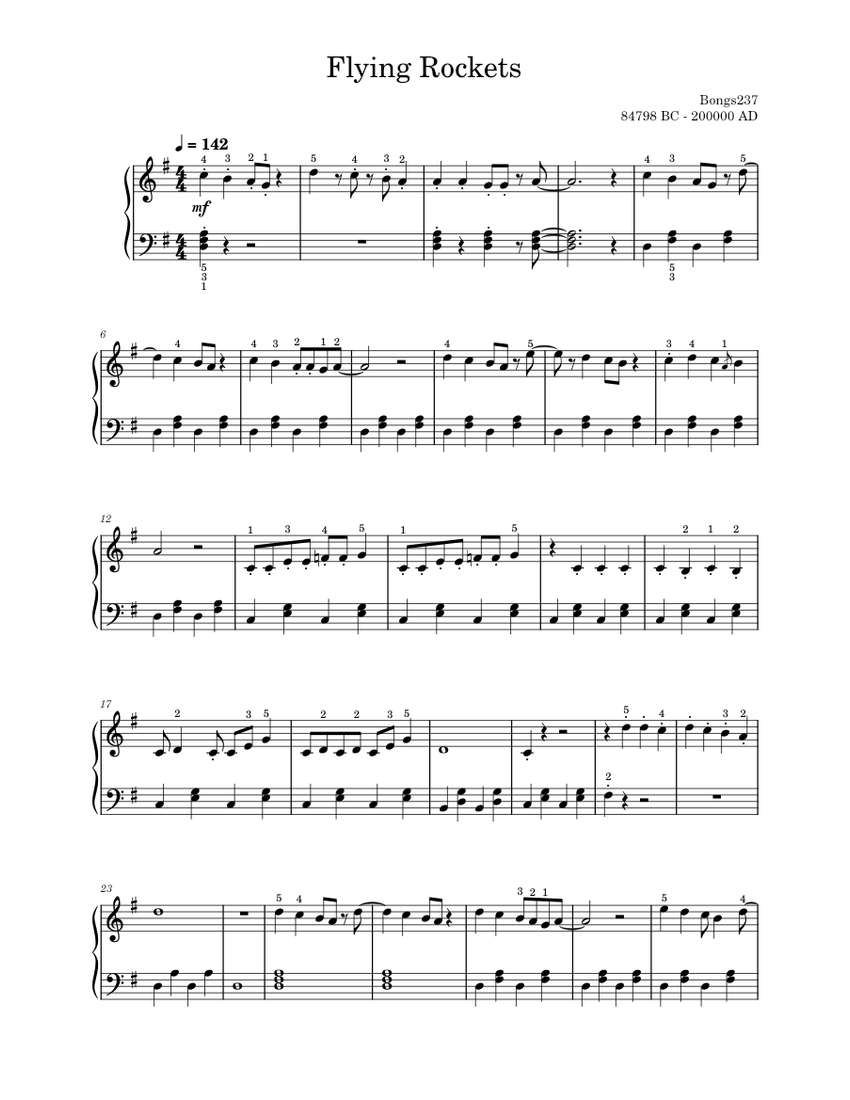 Flying Rockets - piano tutorial