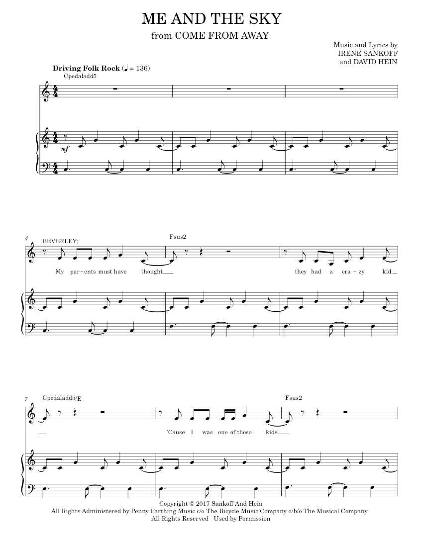 come from away - me and the sky Sheet music for Piano, Vocals by Misc ...
